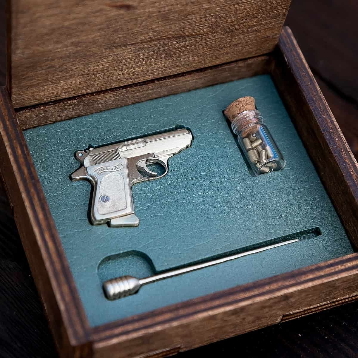 Walther PPK 2mm Pinfire Gun | Metal 1/4 Scale Miniature Pistol