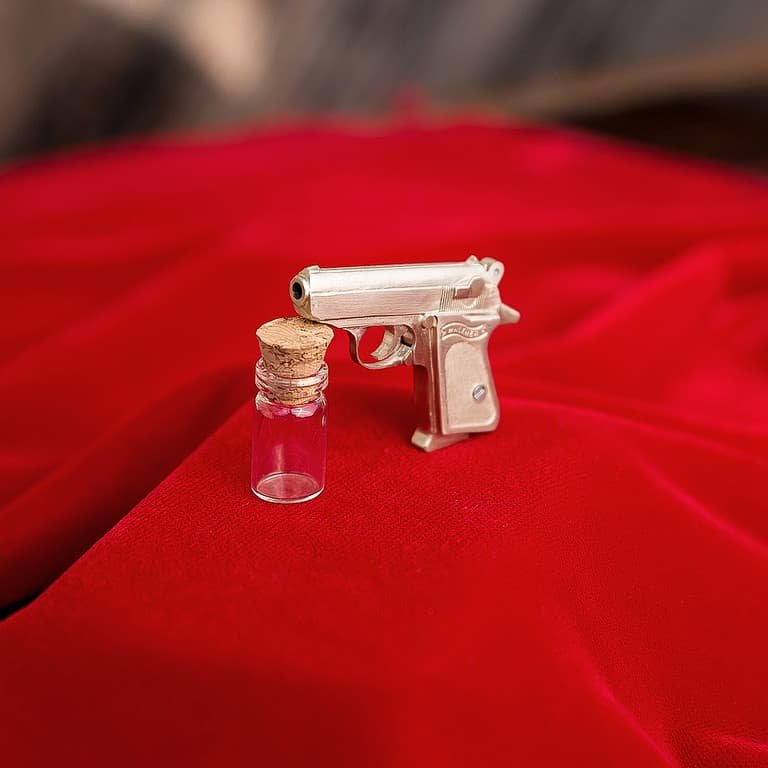 Walther PPK 2mm Pinfire Gun | Metal 1/4 Scale Miniature Pistol